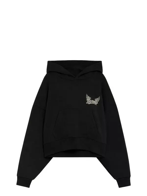 BARROW Logo-print Cropped Hoodie - Black