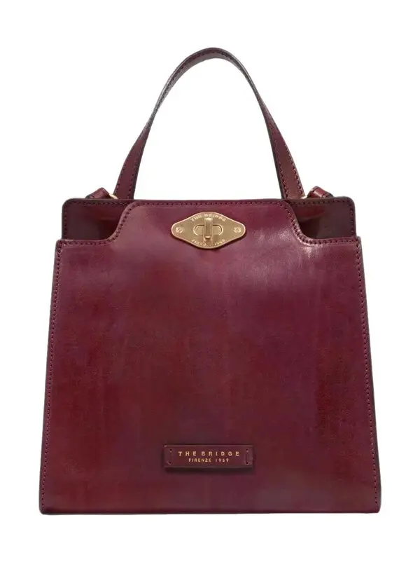 THE BRIDGE Story Donna Leather Twist-lock Tote Bag - Red