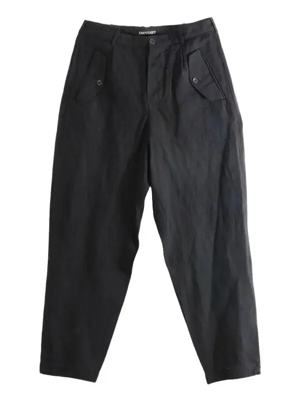 CASEY CASEY Pleated-detail Button-flap Trousers - Black