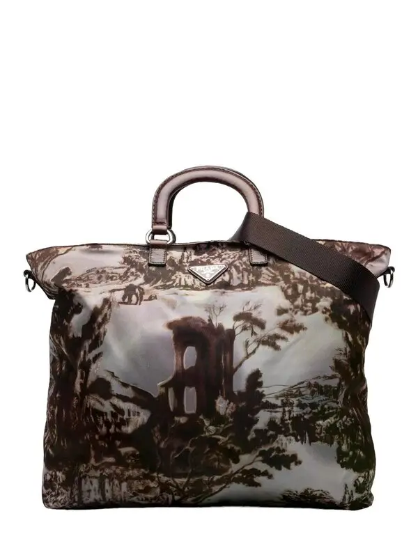 Prada 2013-2026 Tessuto Stampato Satchel - Brown
