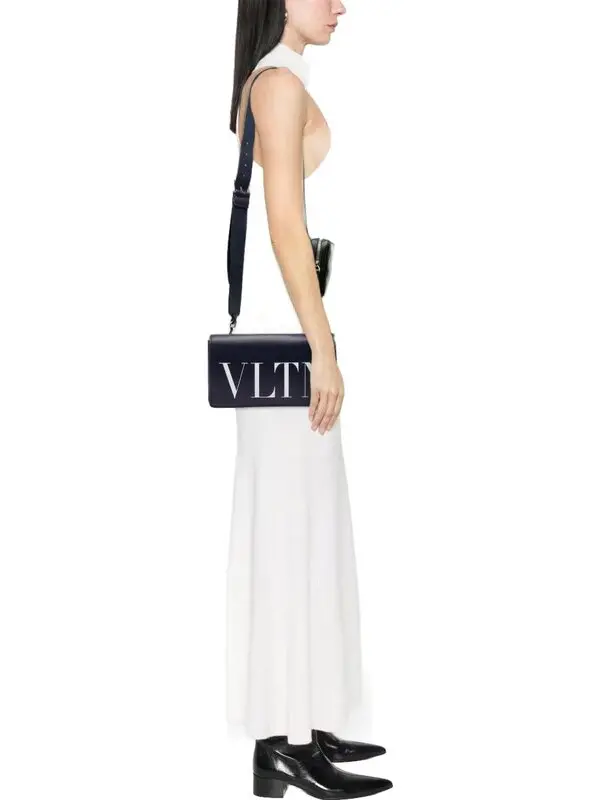 Valentino Garavani 2018-2026 Leather Vltn Flap Crossbody Bag - Black