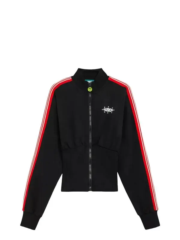 BARROW Logo-print Corset-waist Zip-up Sweatshirt - Black