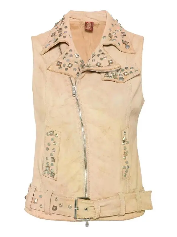 DONDUP 2000s Stud-embellished Belted Gilet - Neutrals