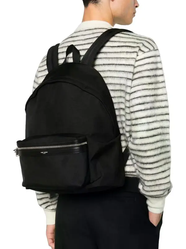 Saint Laurent City Leather-trim Backpack - Black