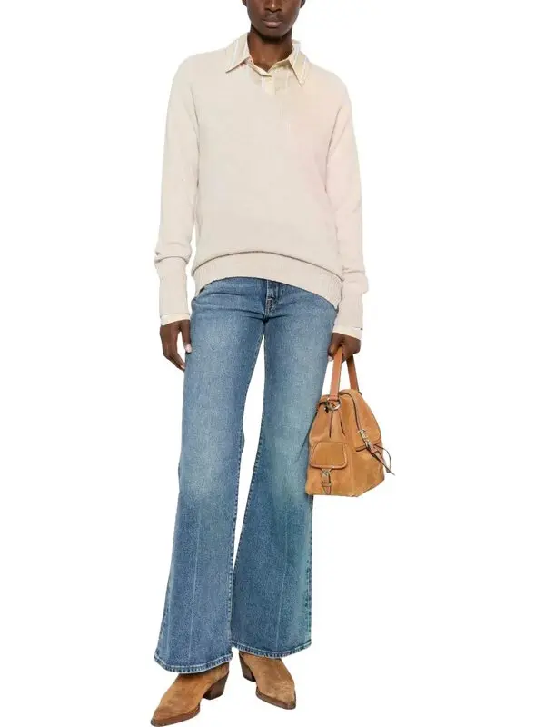 MA'RY'YA V-neck Raglan-sleeve Sweater - Neutrals