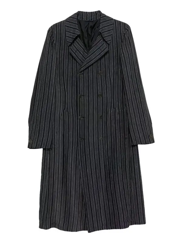 ROMEO GIGLI 1990s Double-breasted Striped Coat - Blue