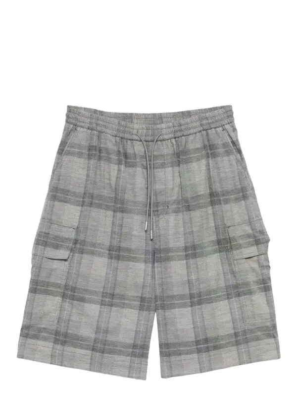 JUUN.J Check-pattern Cargo Shorts - Grey