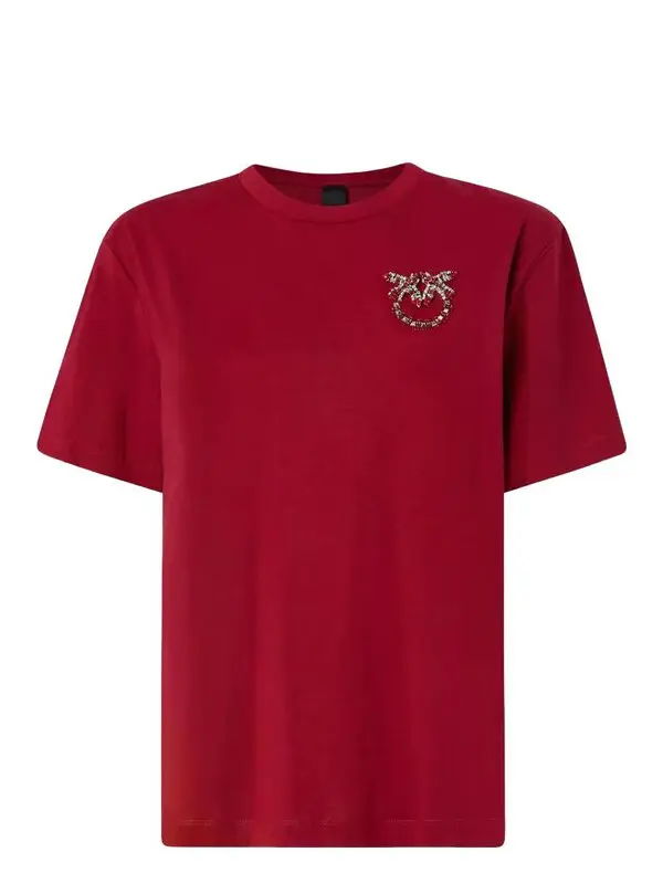 Pinko T-shirt With Love Birds Jewel Detail - Red