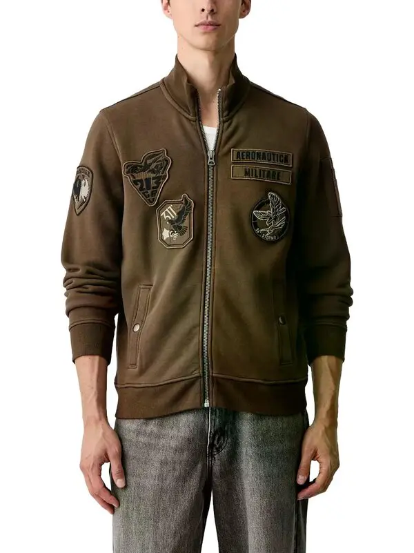 AERONAUTICA MILITARE Patch-detail Zip-up Sweatshirt - Brown