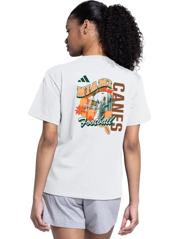Adidas Miami Hurricanes Sebastian Football T-shirt White - White / Multi