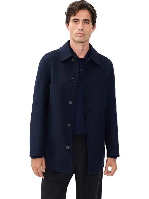 Burberry Double Faced Short Car Coat - Navy/navy Check
