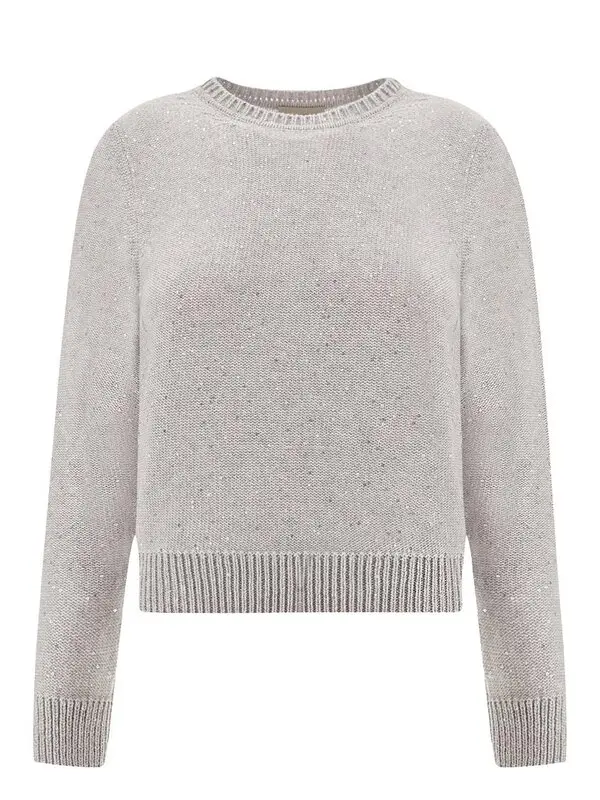 Paul & Shark Wool And Cashmere Crewneck Sweater With Sequins - Formal Greay
