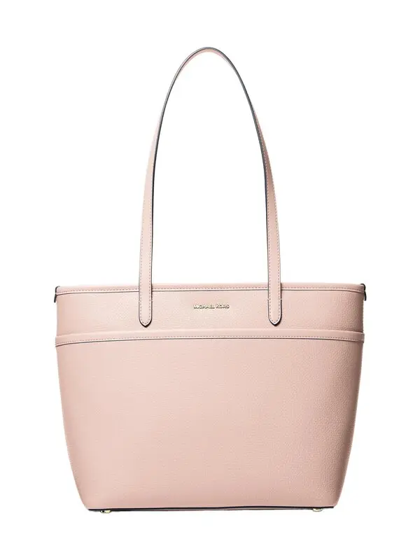 Michael Kors Marlowe Medium Pebbled Leather Pocket Tote Bag In By - Pink