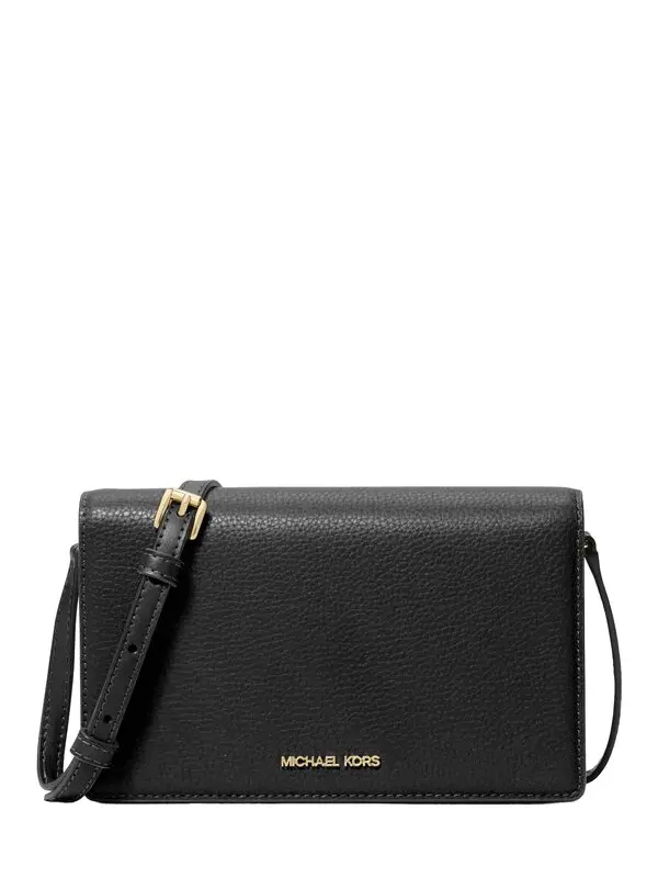 Michael Kors Marlowe Medium Leather Crossbody Bag In By - Black