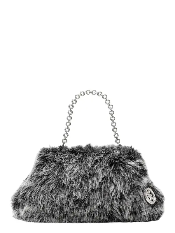 Michael Kors Goldie Large Faux Fur Clutch In By - Black
