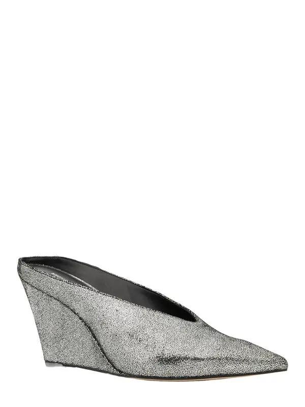 Michael Kors Xandra Metallic Leather Wedge Mule In Size By - Silver