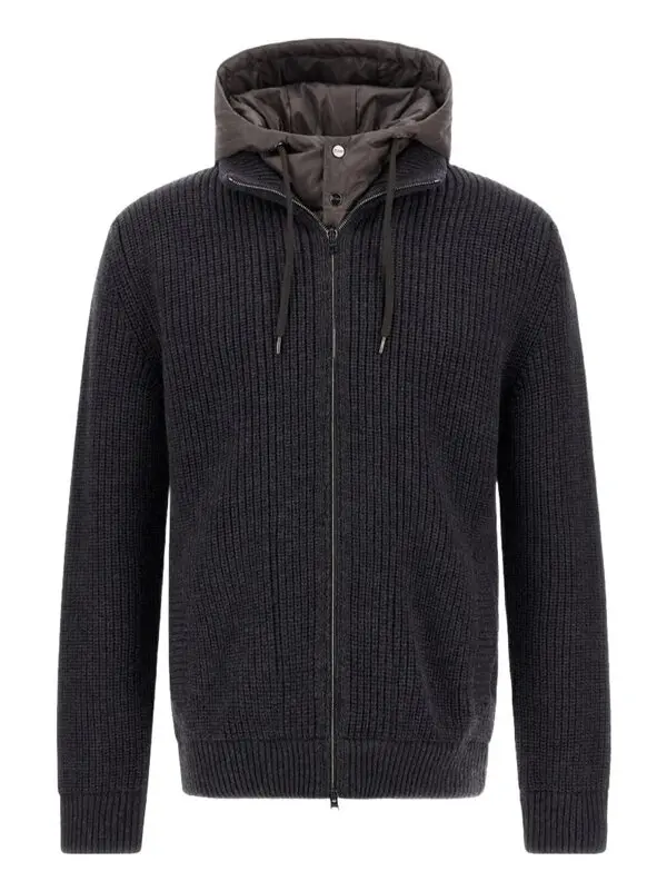 Herno Hooded Knit Top - Light Gray