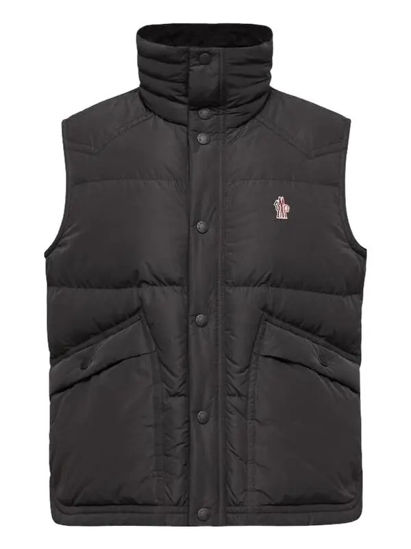 Moncler High-neck Button-up Gilet - Black