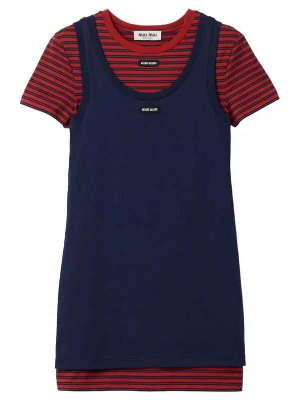 Miu Miu Jersey Dress - Ruby / Blue