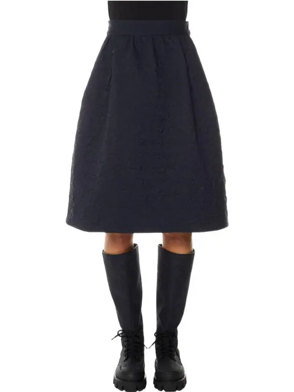 Moncler Leaf-quilted Padded A-line Skirt - Midnight Blue