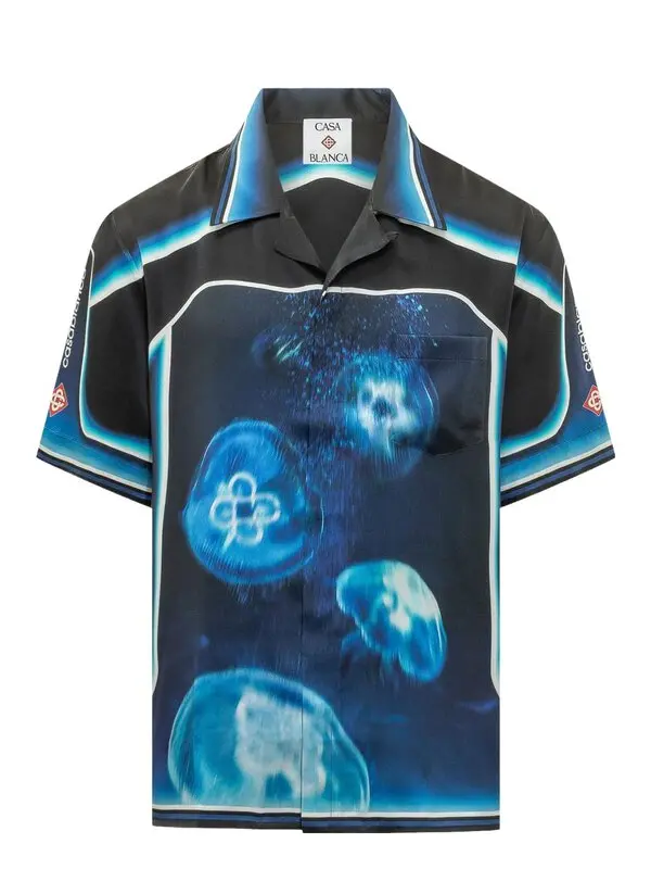 Casablanca Jellyfish Cuban Collar Shirt - Blue