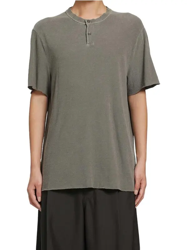 JAMES PERSE Henley-neck Short-sleeve T-shirt - Gray
