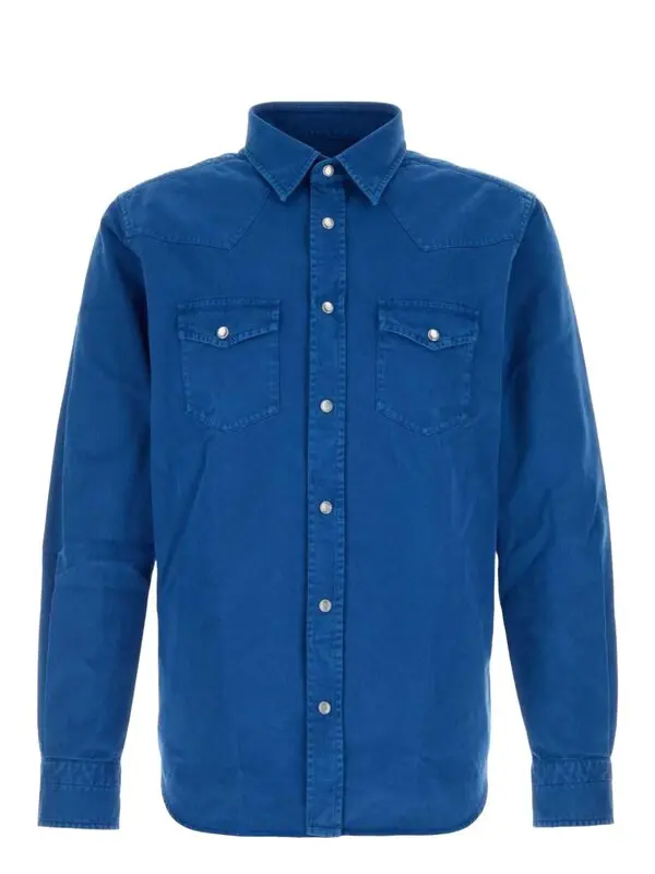 TOM FORD Long-sleeved Button-down Western Shirt - Blue