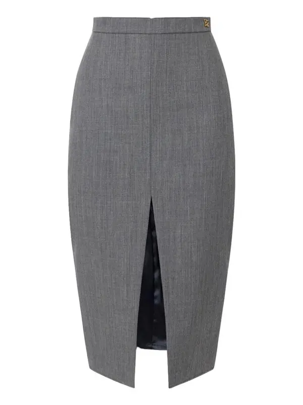 Elisabetta Franchi Front-slit Midi Skirt - Grey