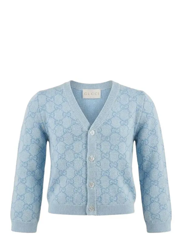 Gucci Gg Monogram Cardigan - Light Blue