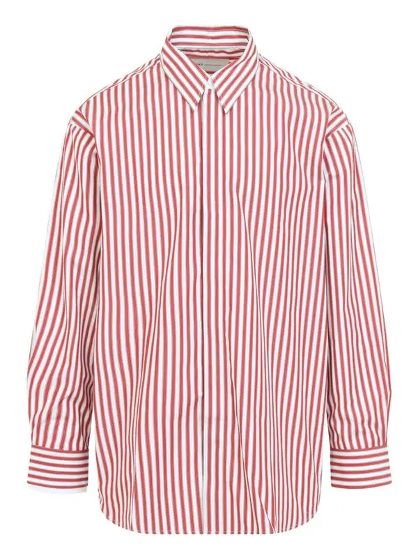 AMI Paris Long-sleeved Shirt - Ruby Red White