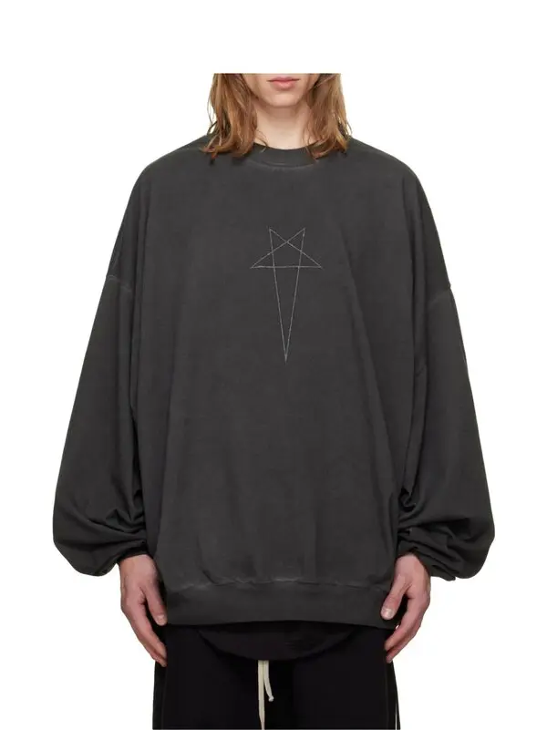 Rick Owens Geth Pentagram-print Sweater - Faded Black/silver