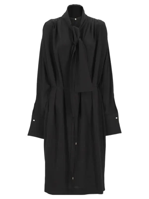 Carven Tie-neck Pleated Dress - Black