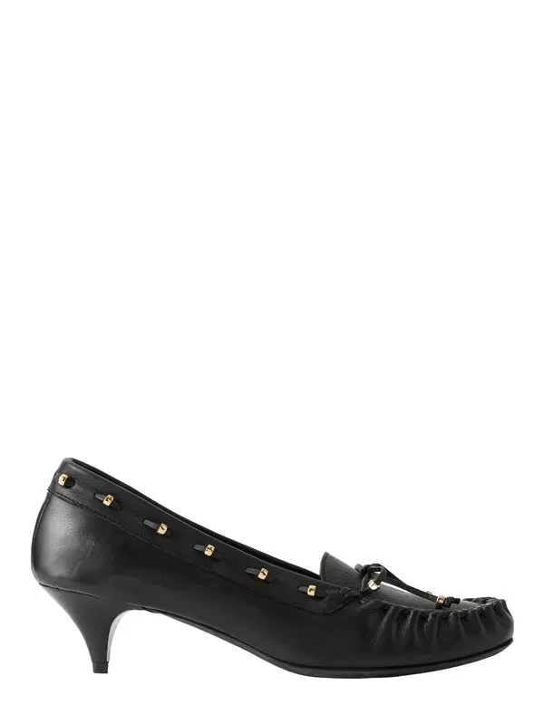 Khaite Whipstitched Textured-leather Pumps - Black