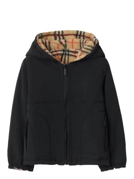 Burberry Reversible Check Fleece Hooded Jacket - Black