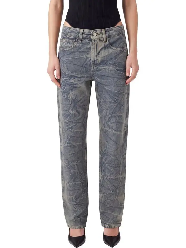 Federica Tosi Mid-rise Straight Jeans In Bleached Cotton Denim - Blue