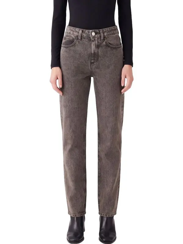 Federica Tosi Mid-rise Straight Jeans In Bleached Cotton Denim - Brown