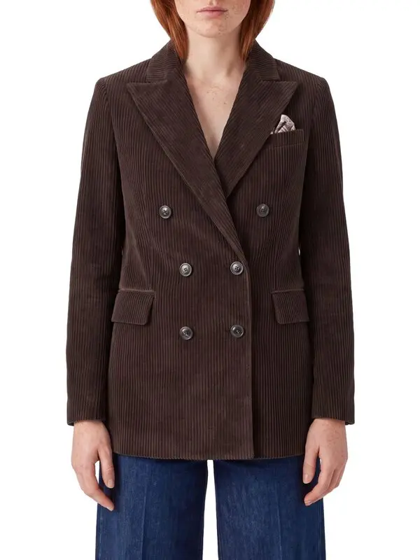 CIRCOLO 1901 Double-breasted Corduroy Blazer With Flap Pockets - Amber