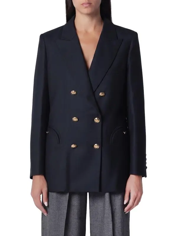 BLAZÉ MILANO Double-breasted Blazer In Pure Virgin Wool With Welt Pockets - Blue