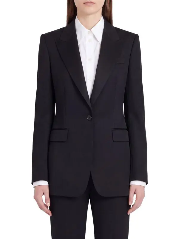 Dolce & Gabbana Single-breasted Cropped Blazer In Viscose Blend With Lapels - Black