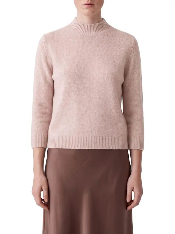 ROBERTO COLLINA Long-sleeved Wool Turtleneck Jumper With Ribbed Trims - Pink