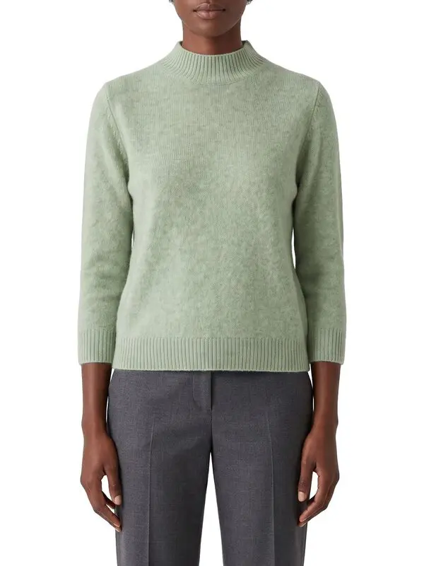 ROBERTO COLLINA Long-sleeved Wool Turtleneck Jumper With Ribbed Trims - Sage