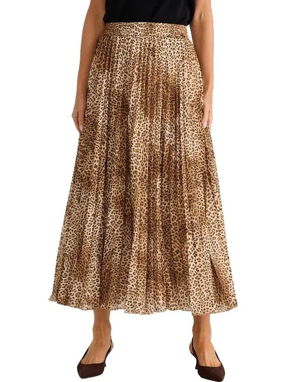 BRAVE+TRUE Alias Pleated Maxi Skirt - Leopard