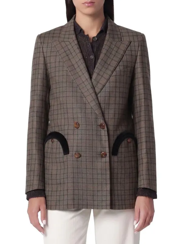 BLAZÉ MILANO Check Pattern Virgin Wool And Cashmere Double-breasted Blazer - Green