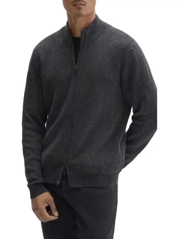 Robert Barakett Idris Full Zip Mock Neck Sweater - Black