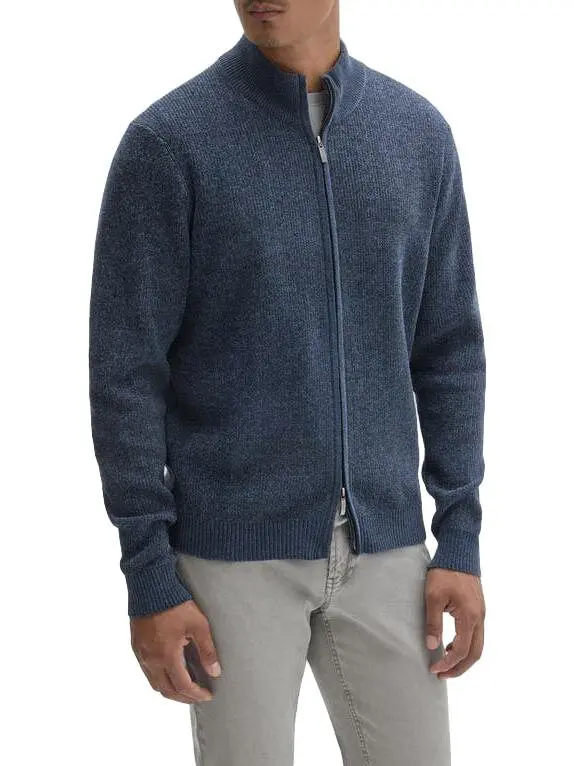 Robert Barakett Idris Full Zip Mock Neck Sweater - Dark Indigo