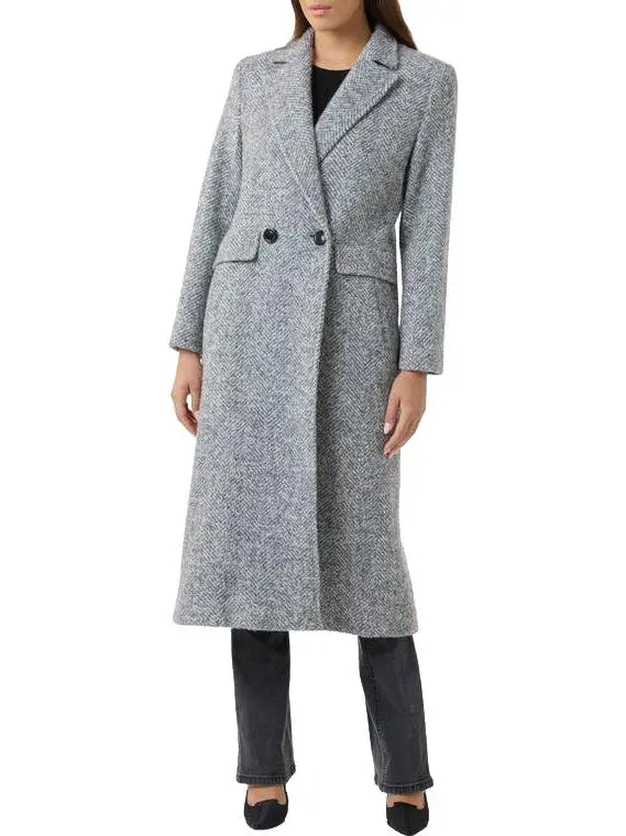Sofia Cashmere Herringbone Wool & Suri Alpaca Blend Coat - Grey/multi