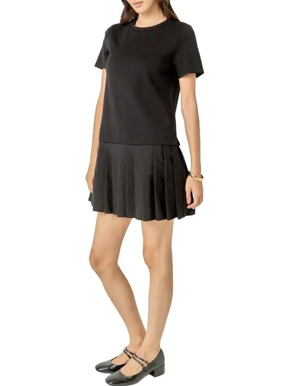 English Factory Mixed Media Pleated Minidress - Black