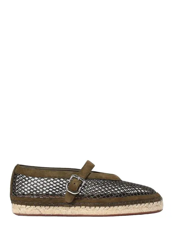 Alaïa Perforated Suede Mary Jane Espadrilles With Jute Sole - Green