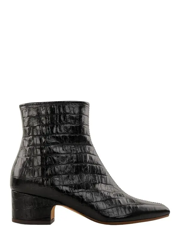 Chie Mihara Cumiya Croc-embossed Leather Ankle Boots - Black