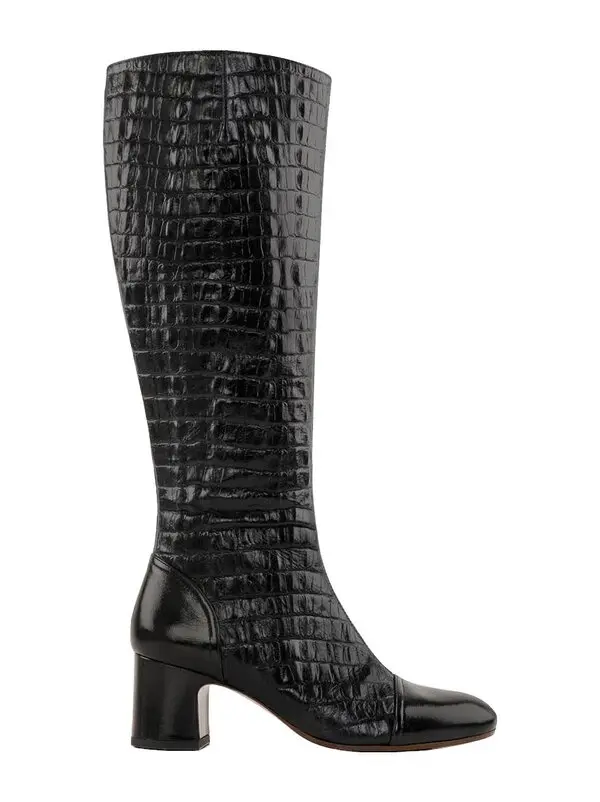 Chie Mihara Nishawa Crocodile-embossed Patent Leather High Boots - Black